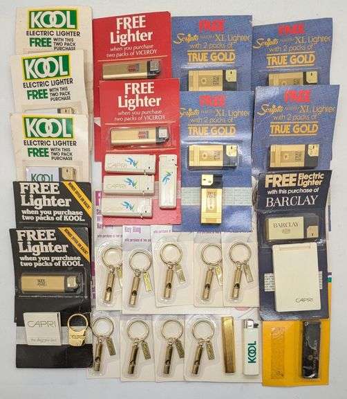 (I) Lighters from Kool, True Gold, Capri, Viceroy, Kool Jazz Festival ...