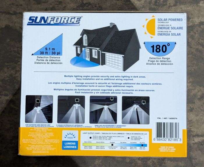 (F) SunForce triple head solar motion activated light (x3). - Kraft ...