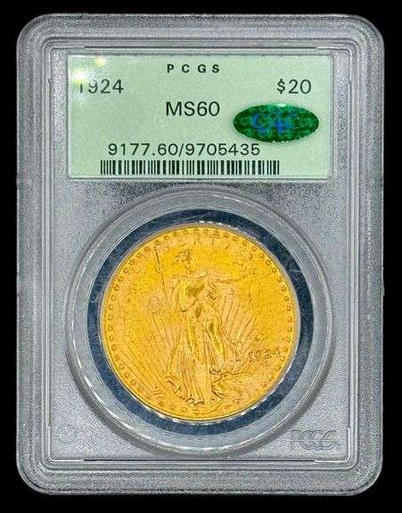 1924 $20 St Gauden Gold Double Eagle PCGS MS-60 - Kraft Auction Service ...
