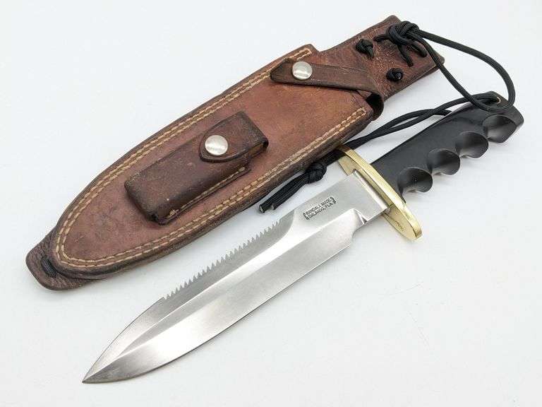 Vtg Randall Model 16 Finger Groove Micarta Diver Knife w/ Sheath ...