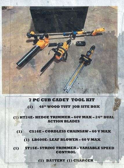 Wood Tuff Box 7 Pc Cub Cadet Tool Kit - Kraft Auction Service, LLC