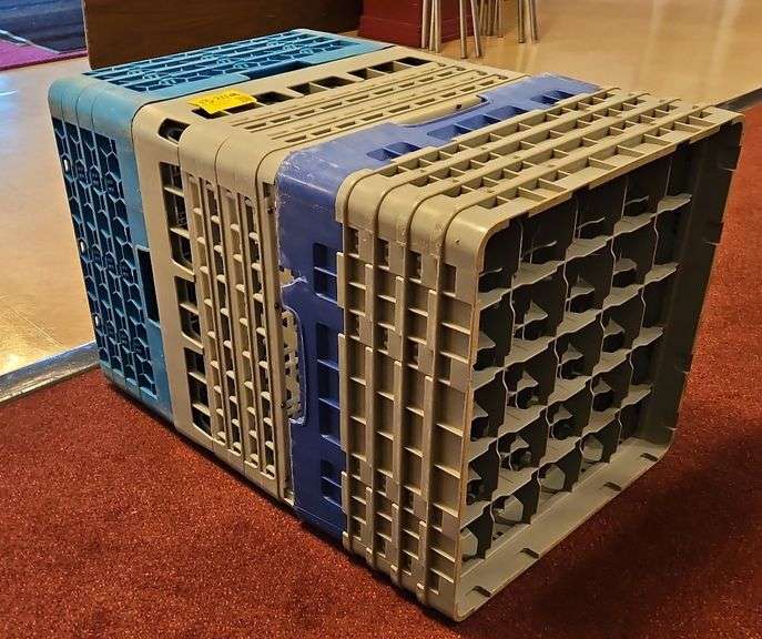 Commercial Dishwasher Crates For Glassware. Gray & Blue In Color ...