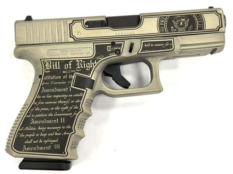 Donald J. Trump Custom Engraved Glock 19 .9mm Pistol NIB - Kraft ...