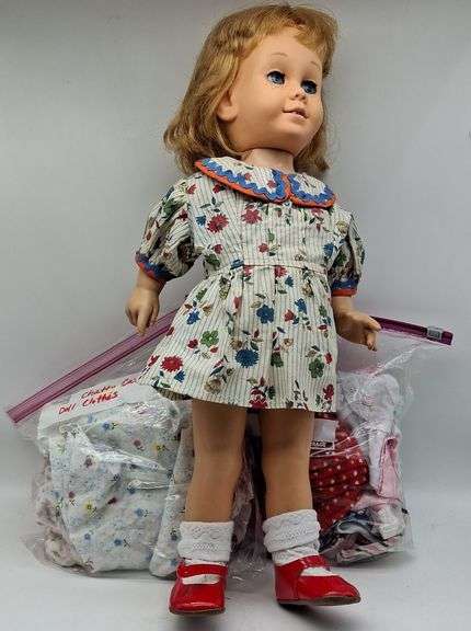 (HI) Vintage Chatty Cathy Doll with Two Gallon Bags of Clothes.(20" in ...