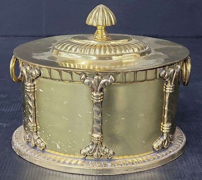 (AC) Vintage Oval Brass Biscuit Keeper With Two Small Handles - Kraft ...