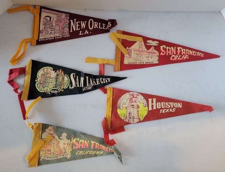 Vintage Felt Pennants From Different Places In The US - Kraft Auction ...