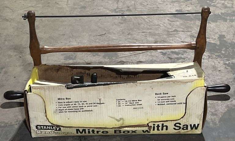(Q) Vintage Mitre Box With Saw and Hand Saw - Kraft Auction Service, LLC