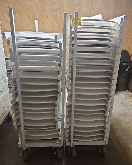 Plastic Folding Chairs on Rolling Transport Cart - Kraft Auction ...