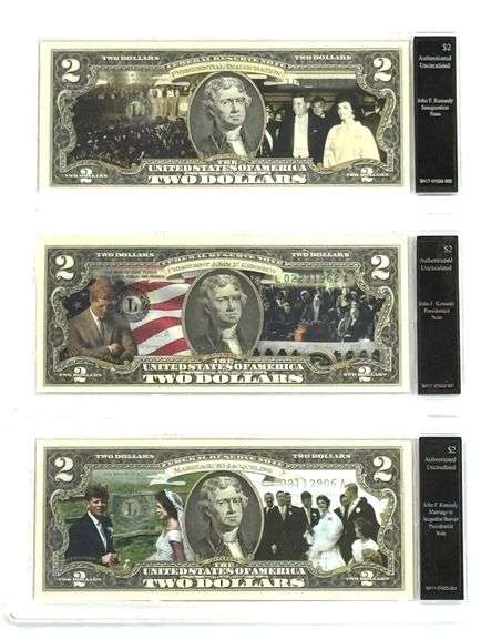 (3) $2 U.S. Federal Reserve John F. Kennedy Bank Notes - Kraft Auction ...