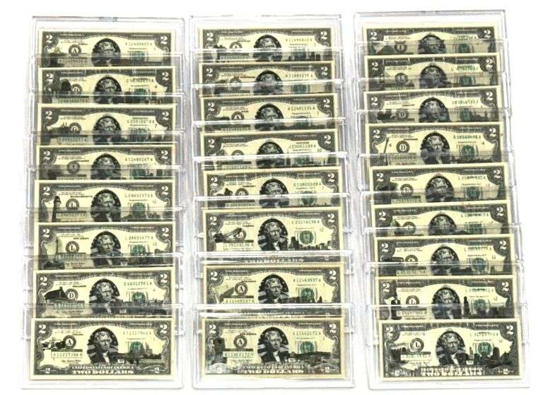 (25) $2 U.S. Federal Reserve Customized Statehood Bank Notes in ...