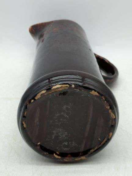 (A) Rockingham Brown Drip Glaze Large Earthenware Pottery Pitcher 13 ...