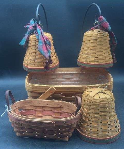 (KC) Longaberger Gathering Basket, (3) Longaberger Noel Bell Basket (2 ...