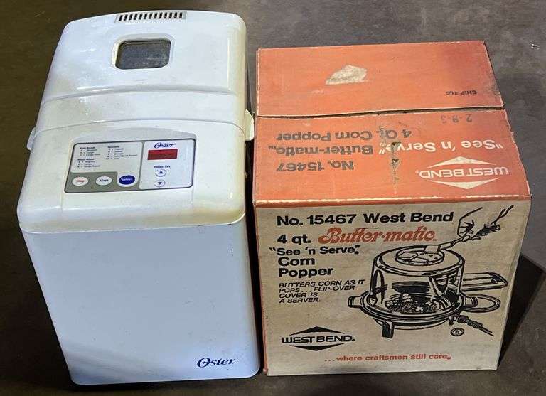 (FG) Oster Bread maker and West Bend Corn Popper - Kraft Auction ...