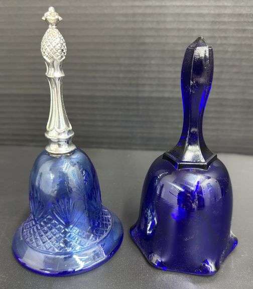(Q) Fenton Dark Blue & Avon Blue Glass Bells. - Kraft Auction Service, LLC