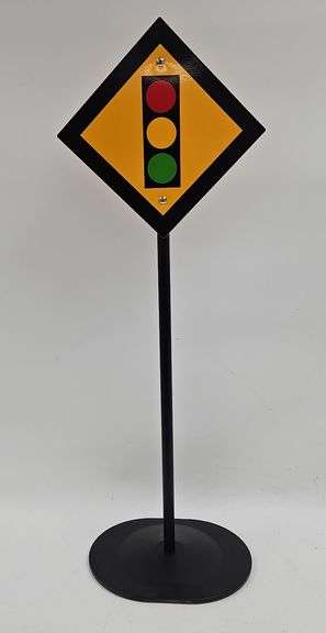 (CJD) Traffic Sign. 34" Height, Made of Tin. - Kraft Auction Service, LLC