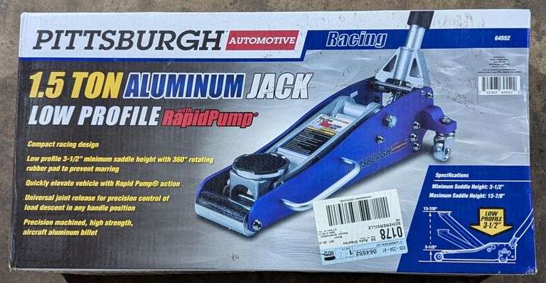 (F) Pittsburgh 1.5 ton aluminum jack. - Kraft Auction Service, LLC