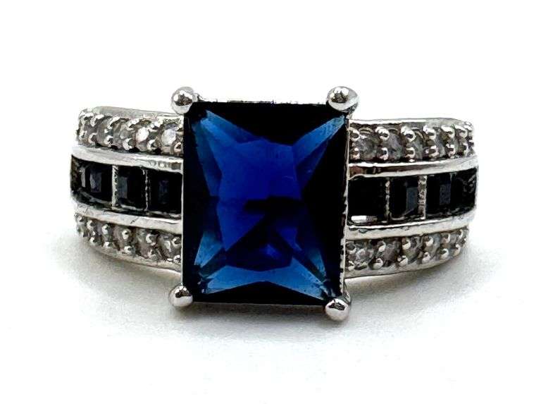 Sterling Silver Blue & White 3.22ct Sapphire Ring - Kraft Auction ...