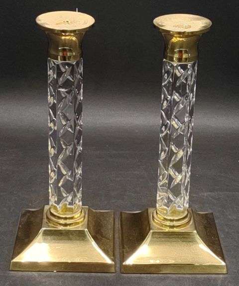 (AC) Waterford Crystal & Brass Cambridge Candlesticks - Kraft Auction ...