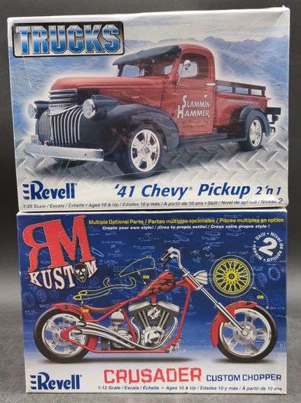 (D) Revell Models. '41 Chevy Pickup 2 'n 1. 1:25 Scale. & Crusader ...