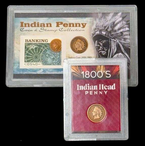 1800's Indian IIcad Penny and Indian Head Coin & Stamp Collection ...