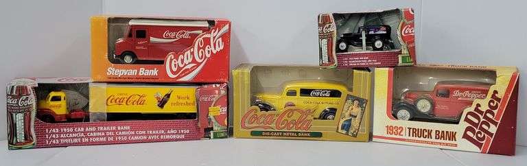 (AB) Coca-Cola And Dr Pepper Model Cars, Semi, And Delivery Truck Banks ...