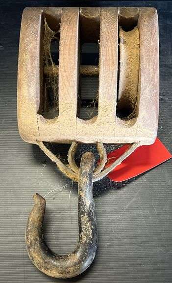 Triple Sheave Pulley Block With Iron Hook. - Kraft Auction Service, LLC
