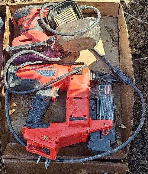 (P) Two Milwaukee Power Tools: 18 GA Brad Nailer and Plug In 1/4 Sheet ...