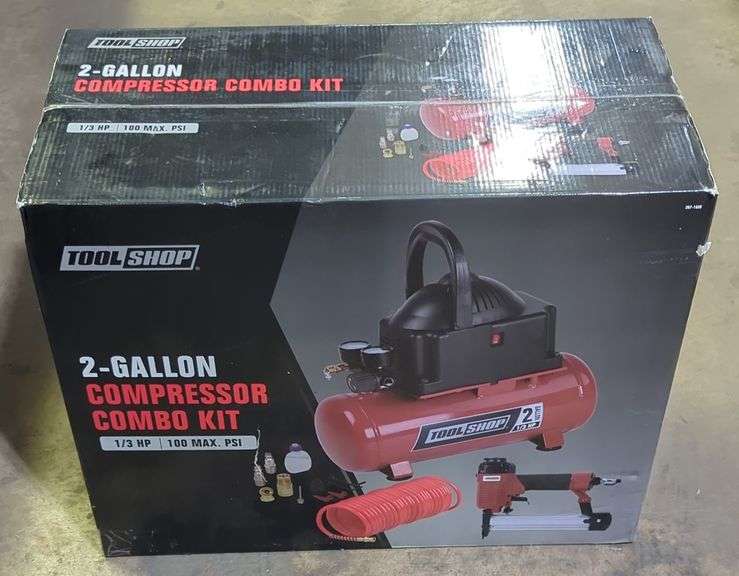 (F) TOOL SHOP 2-Gallon Compressor Combo Kit 1/3 HP, 100 Max. PSI, SKU ...