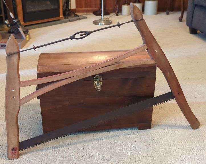 Hand Crafted Wooden Chest/Trunk (20"×10"×13") & Vtg Wooden Buck Cross ...