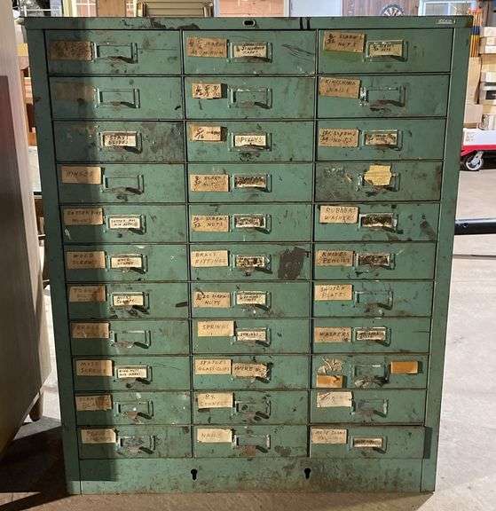 (L) 33 Drawer Metal Tool Cabinet 30 3/4” x 13” x 38” - Kraft Auction ...