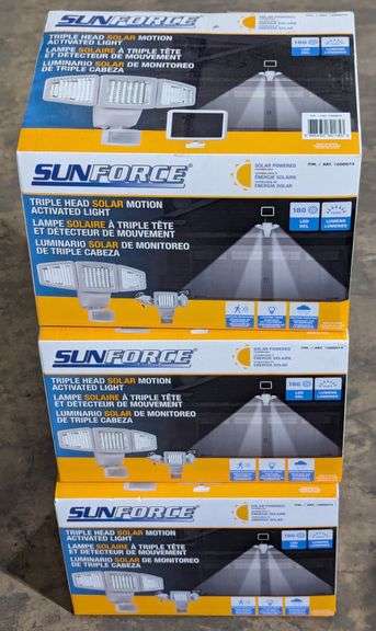 (F) SunForce triple head solar motion activated light (x3). - Kraft ...