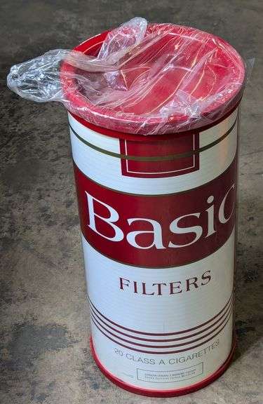 (I) Basic metal ash can, 22" tall. - Kraft Auction Service, LLC