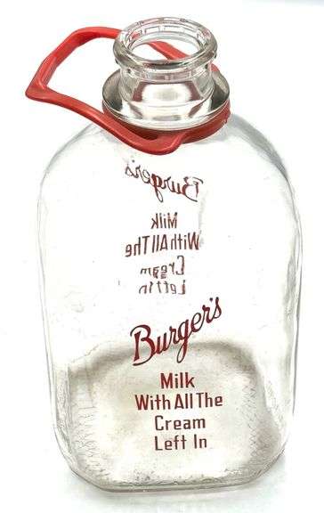 Burger's Dairy Glass Milk Bottle "Burger's Milk With All The Cream Left ...