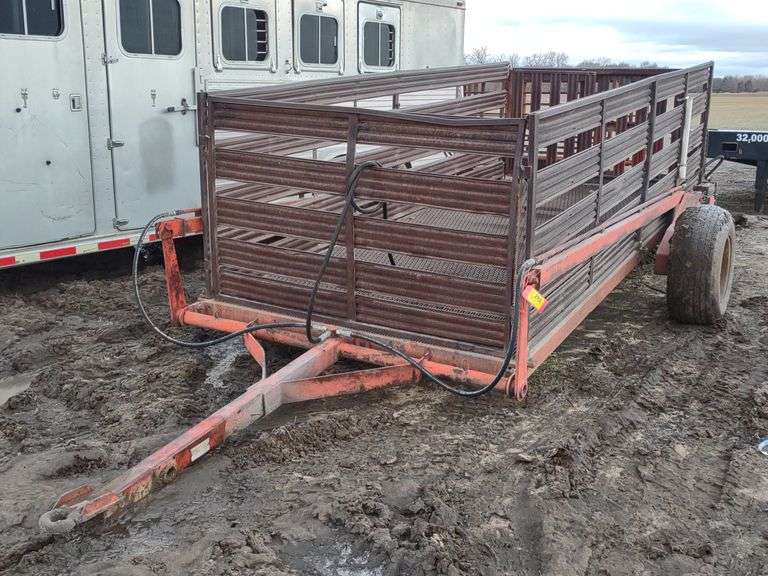 (K) 20' Hydraulic Hog Cart w/ Treadplate Flooring, Single Axle, 7,000 ...