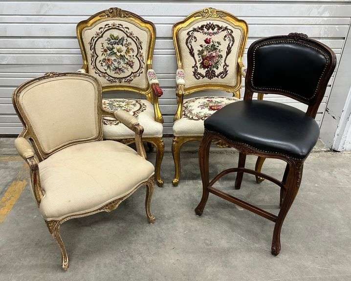 (AC) Arm Chairs And Bar Height Leather Chair - Kraft Auction Service, LLC