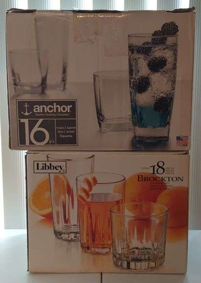 Anchor & Libbey Drinking Glasses. Bidding 1xtq - Kraft Auction Service, LLC