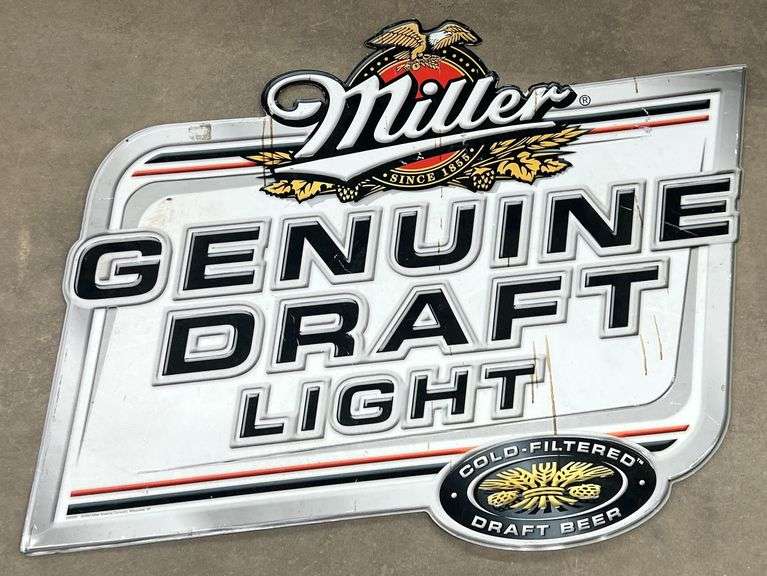 (CC) Aluminum Miller Genuine Draft Light Wall Sign. - Kraft Auction ...