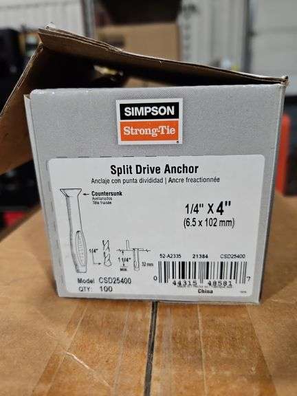 (ZZ) Lot Of Simpson Strong-Tie Split Drive Anchor's. - Kraft Auction ...
