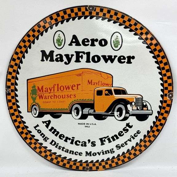 Large 2-1/2ft Porcelain Mayflower Moving Service Sign - Kraft Auction ...