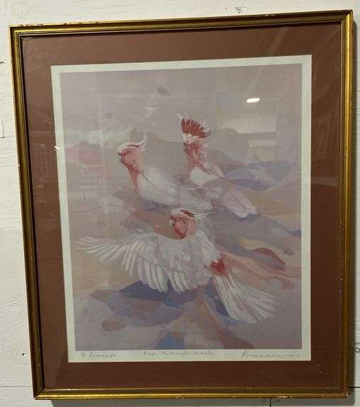 (RK) Artist Signed Bird Print 22” x 25” - Kraft Auction Service, LLC