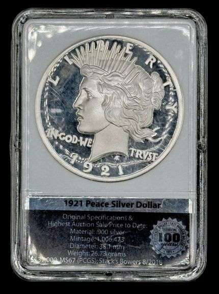 1921 1oz Silver U.S. Peace Dollar Proof - Kraft Auction Service, LLC