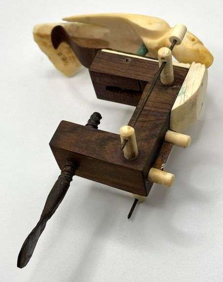 Antique Hand Carved Bone & Wood Sewing Tool - Kraft Auction Service, LLC
