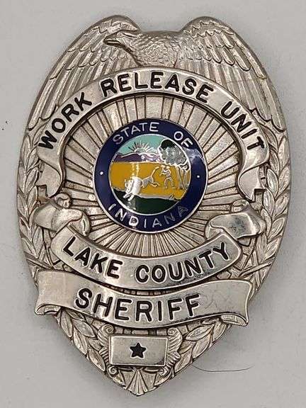 (A) Lake County Indiana Sheriff Badge For Work Release Unit - Kraft ...