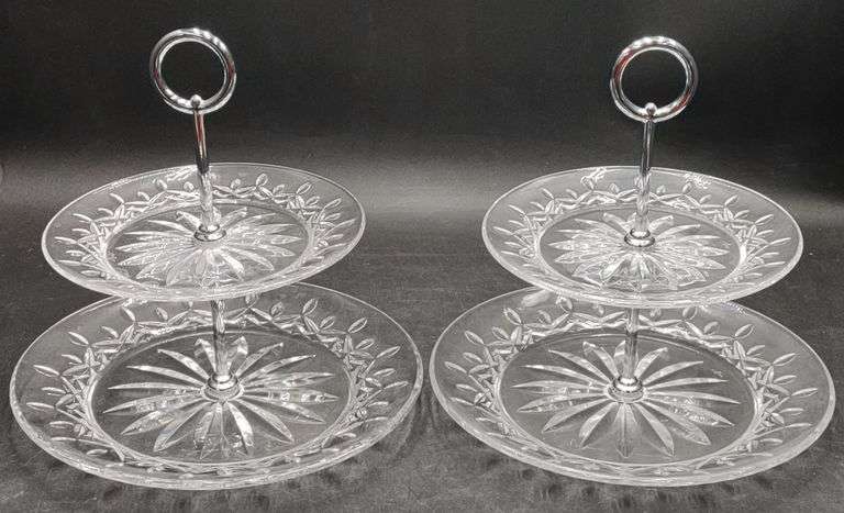 (AC) Waterford Cut Crystal 2-Tier Serving Trays - Kraft Auction Service ...