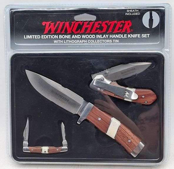 (U) Winchester Limited Edition Bone And Wood Inlay Handle Knife Set ...