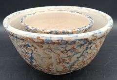 (H) Vintage Rust and Blue Spongeware Mixing Bowls - Kraft Auction ...