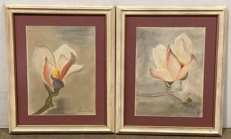 (RK) Artist Signed Floral Watercolor Painting 19” x 23 1/2” - Kraft ...