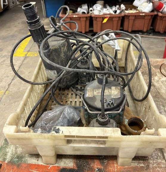 Pair Of Sump Pumps, And Plastic Basket. - Kraft Auction Service, LLC