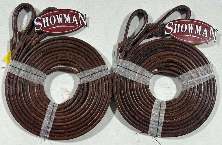 (KK) Showman Double Stitch Leather Split Reins - Kraft Auction Service, LLC
