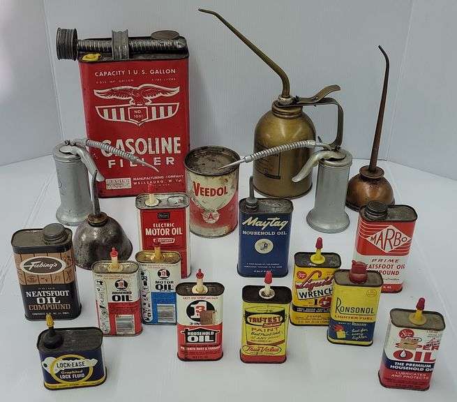 (M) Vintage Pump Oilers, Small Oil Cans, And Gas Filler - Kraft Auction ...